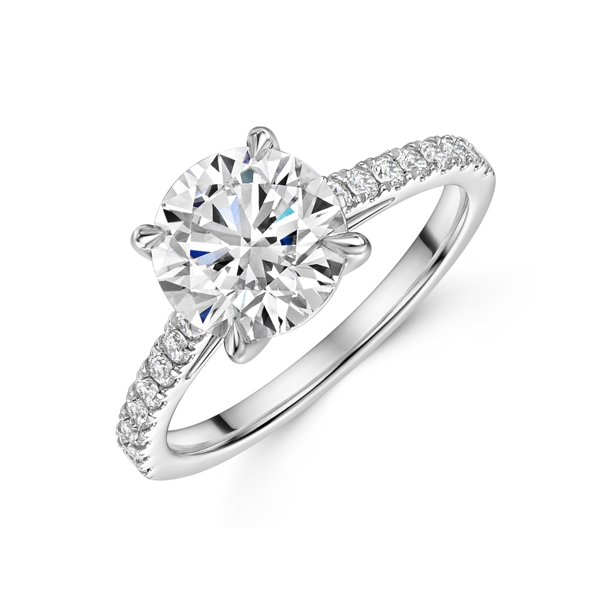 Platinum Lab Grown 2.00ct Round Brilliant Diamond Shoulders Ring