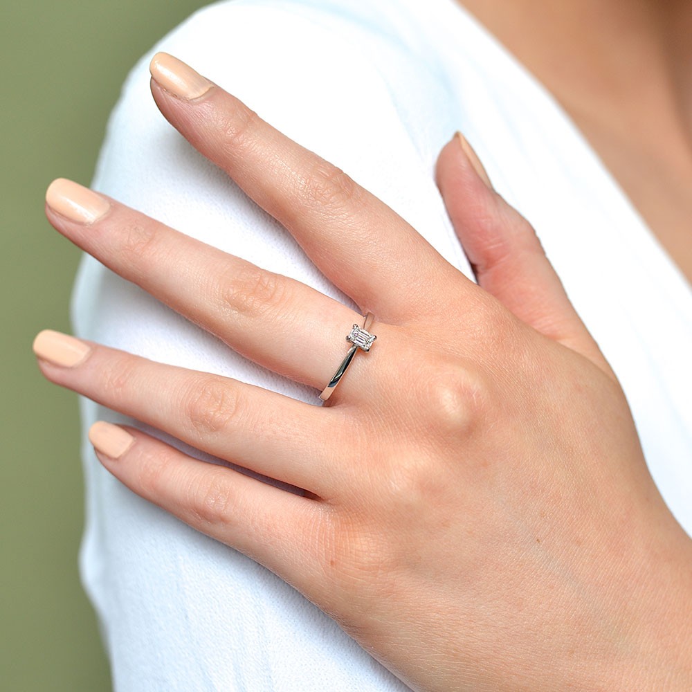 Platinum Emerald Cut 0.33ct Diamond Solitaire Ring