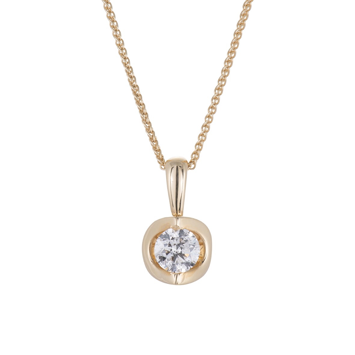 18ct Yellow Gold 0 60ct Round Brilliant Diamond Solitaire Necklace