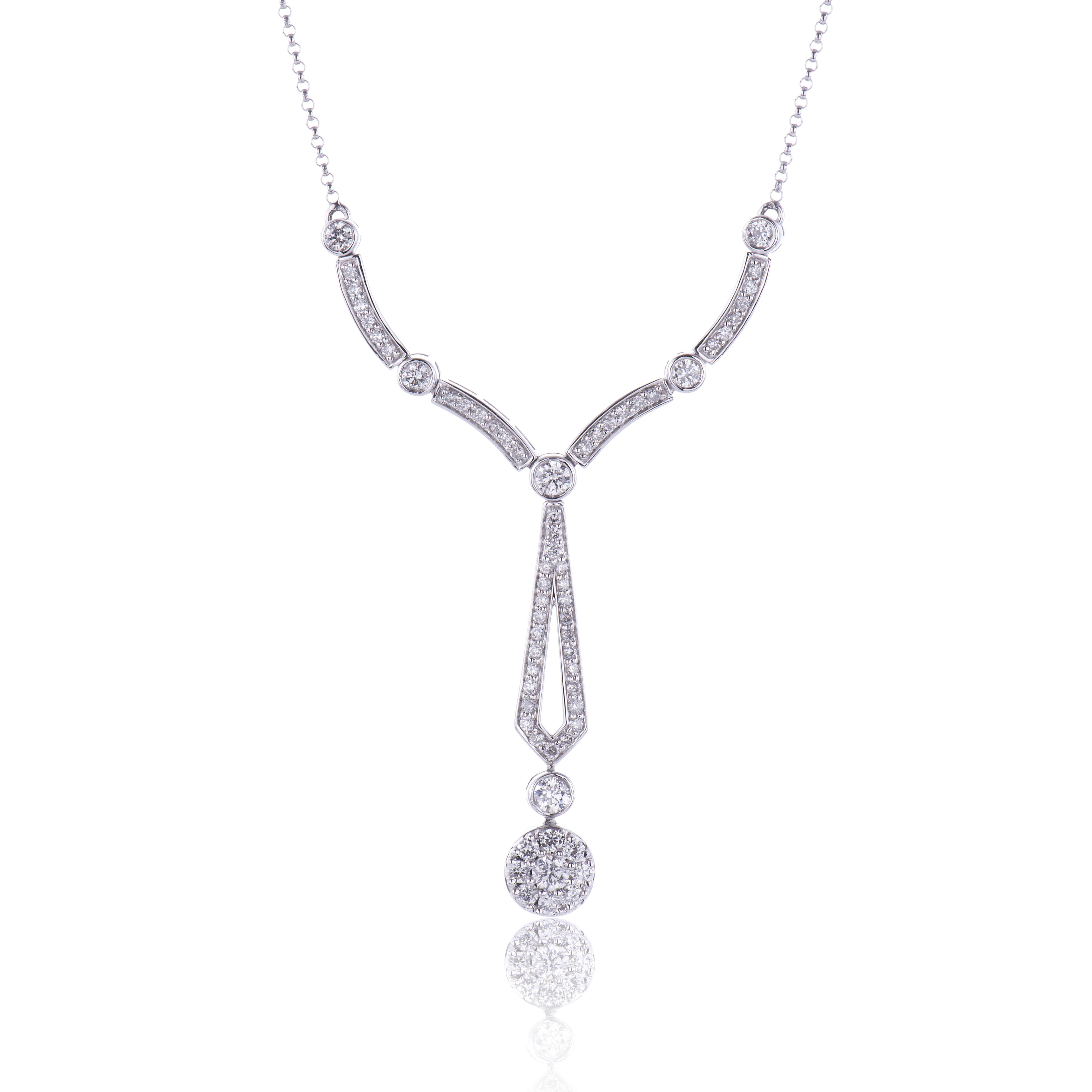 9ct White Gold 1.00ct Fancy Diamond Drop Necklace