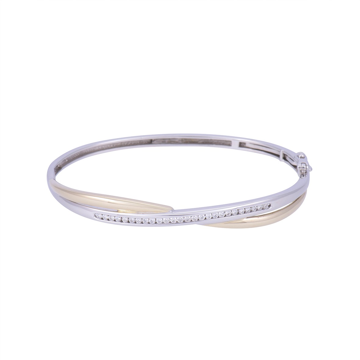 9ct 2 Colour Gold Bangle 0.40ct