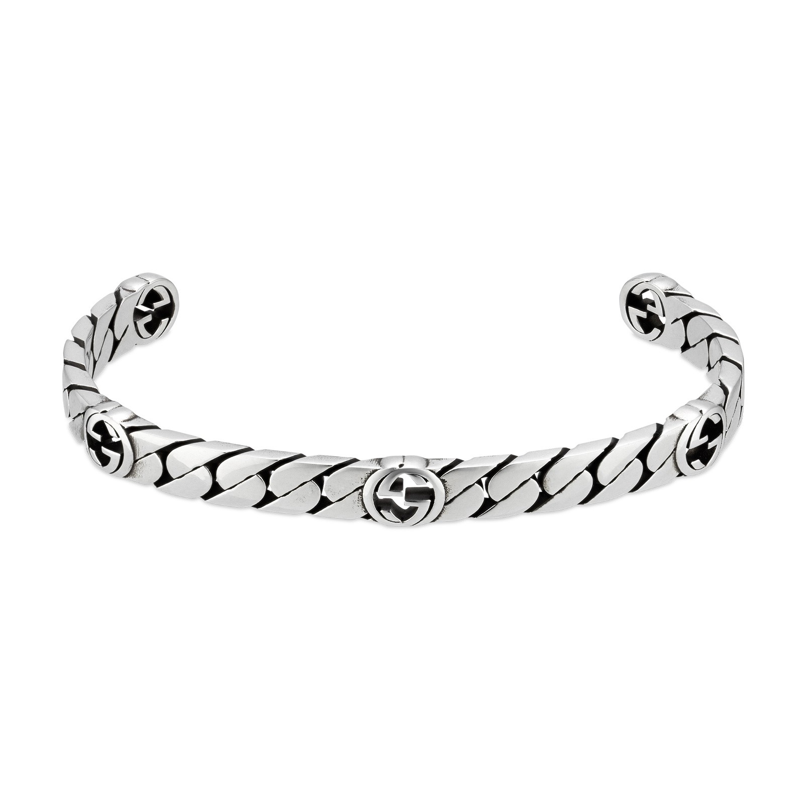 Gucci Interlocking G Sterling Silver 6mm Bangle YBA661526001