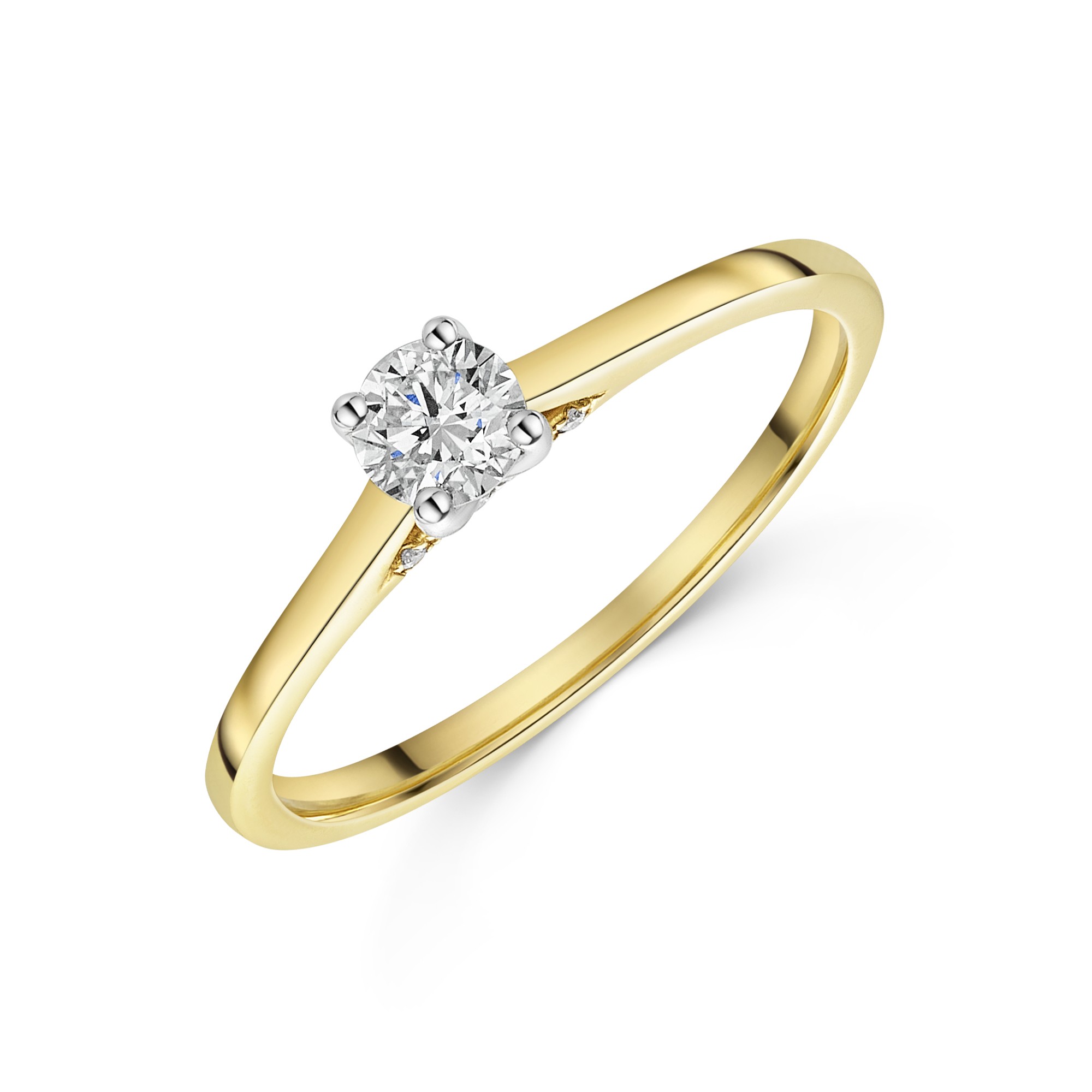18ct Yellow Gold U-Shape 0.25ct Round Brilliant Diamond Solitaire Ring ...