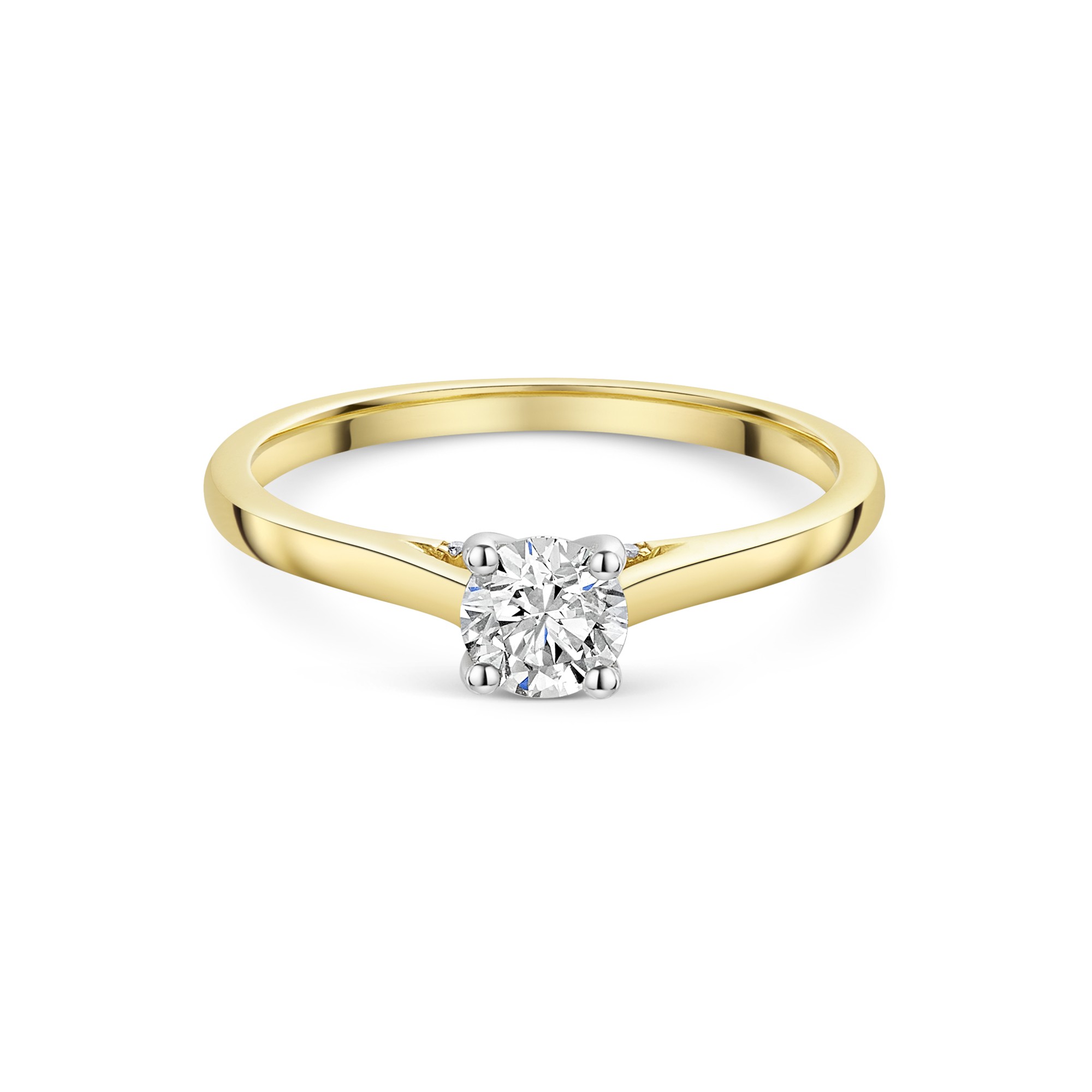 18ct Yellow Gold U-Shape 0.40ct Round Brilliant Diamond Solitaire Ring ...