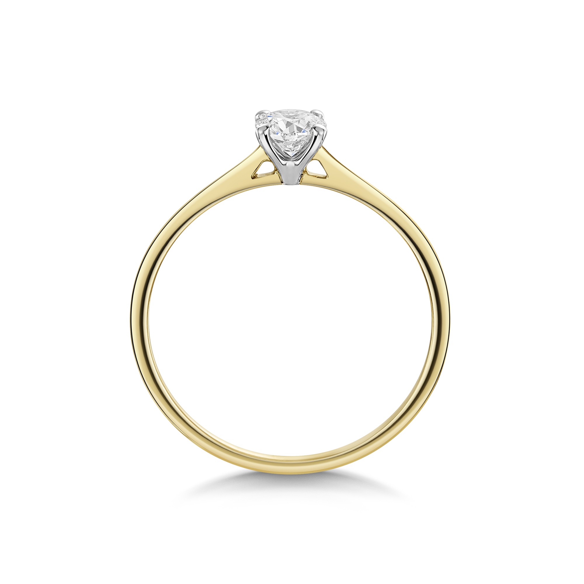 18ct Yellow Gold V-Shape 0.33ct Round Brilliant Diamond Solitaire Ring