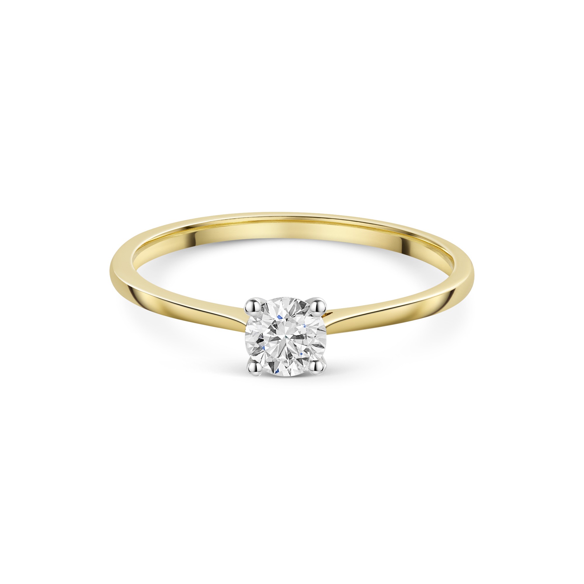18ct Yellow Gold V-Shape 0.33ct Round Brilliant Diamond Solitaire Ring