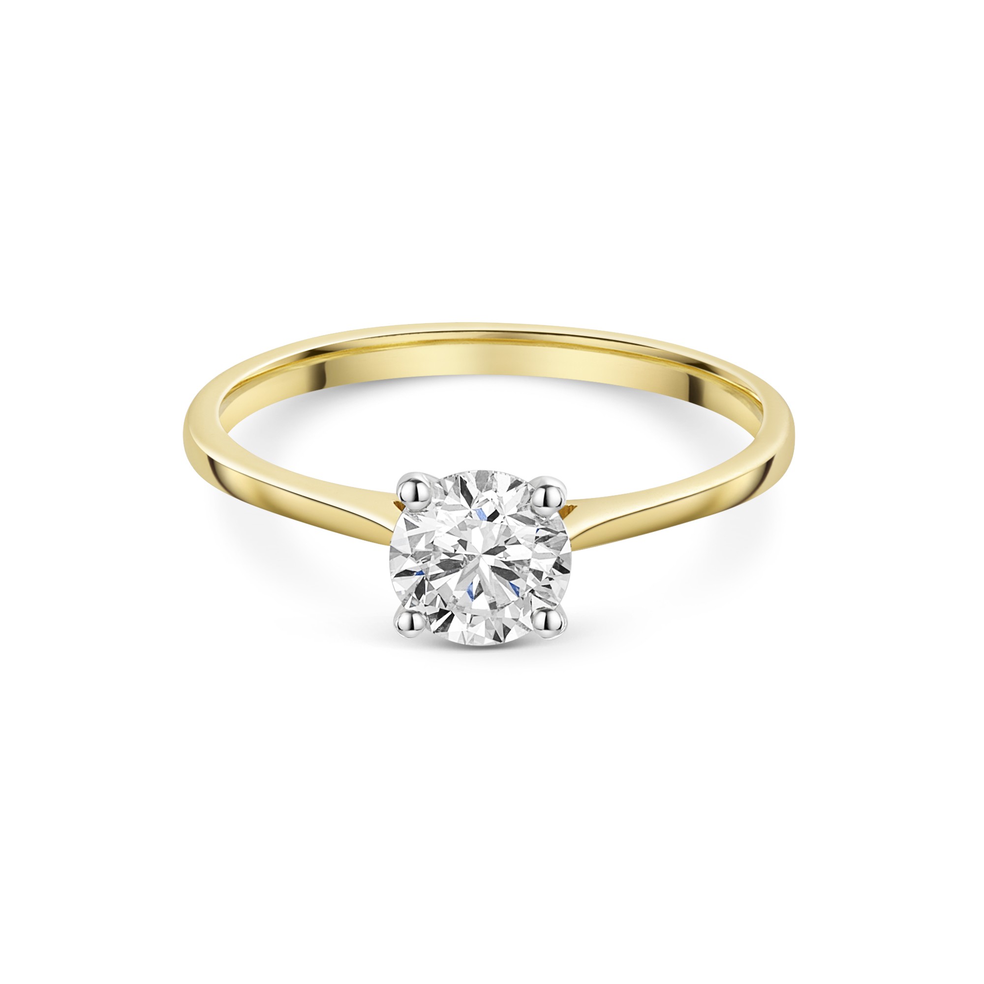 18ct Yellow Gold V-Shape 0.75ct Round Brilliant Diamond Solitaire Ring