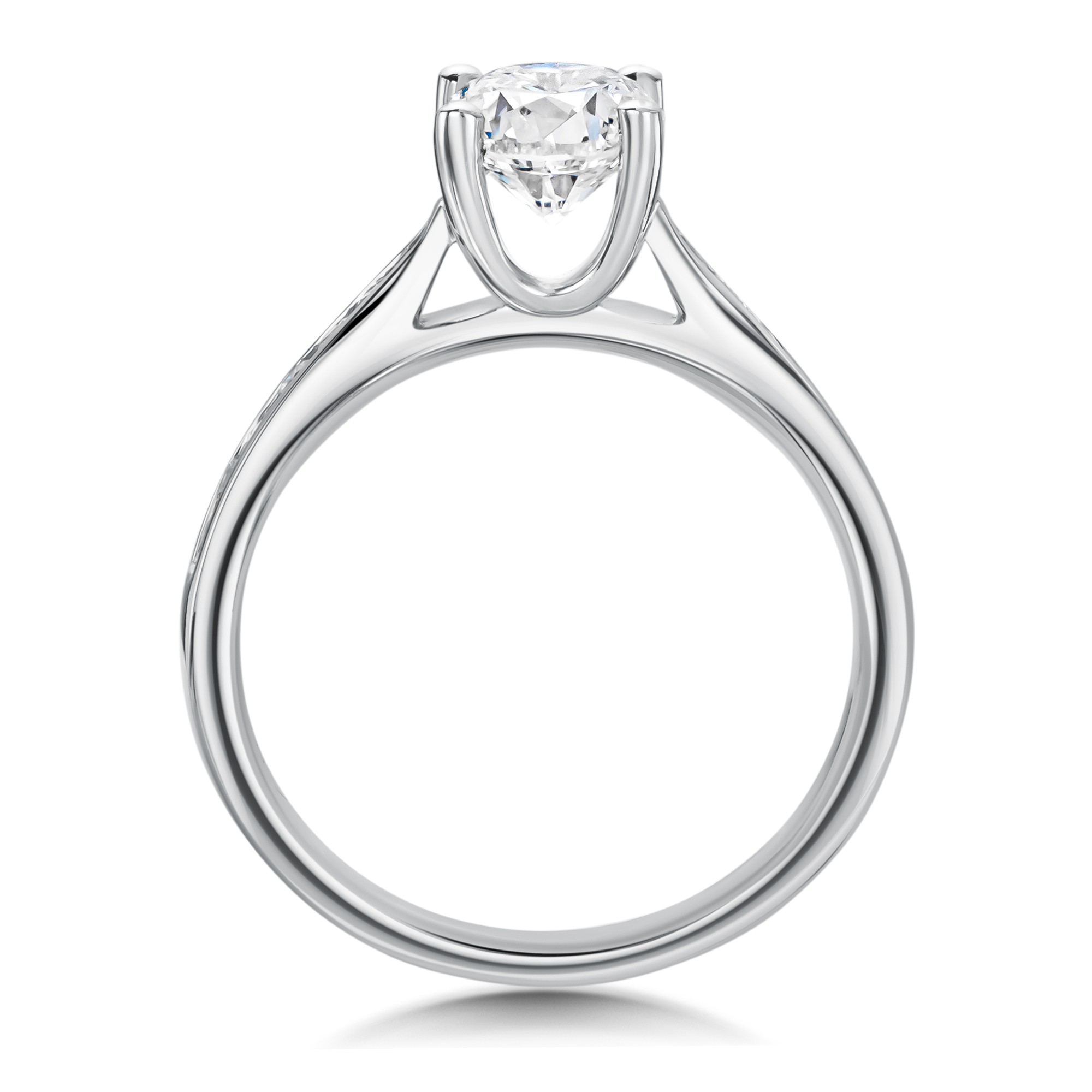 Platinum Round Brilliant Cut 1.00ct Diamond Solitaire Ring with Channel ...