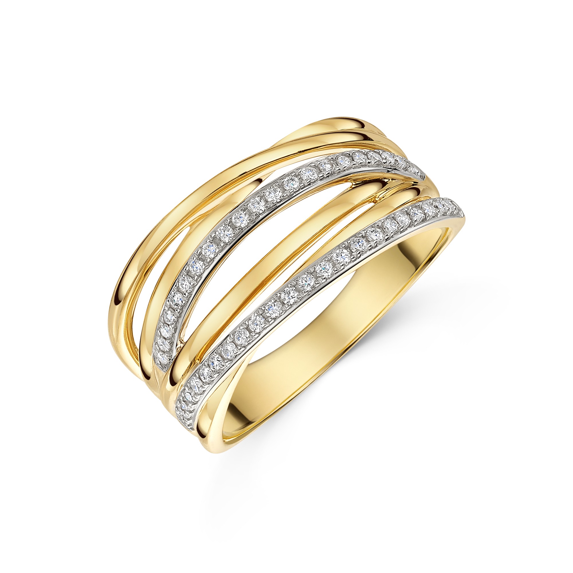18ct Yellow Gold 0.20ct Crossover Diamond Fancy Band