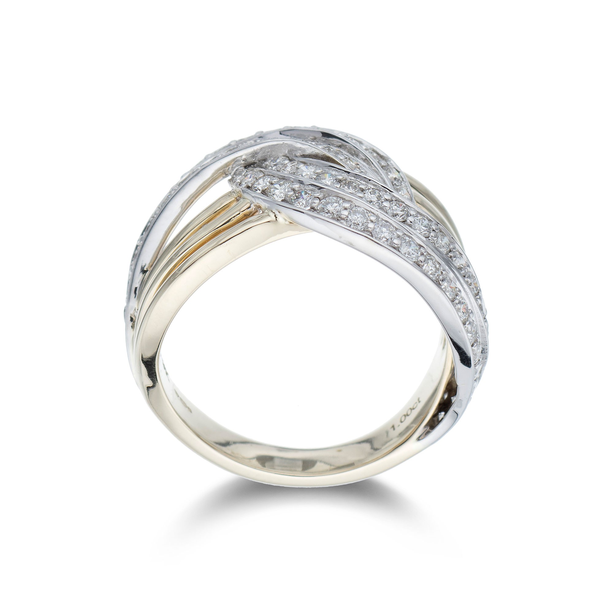 1857 9ct 2 Colour Gold Brilliant Cut 1.00ct Diamond Fancy Band