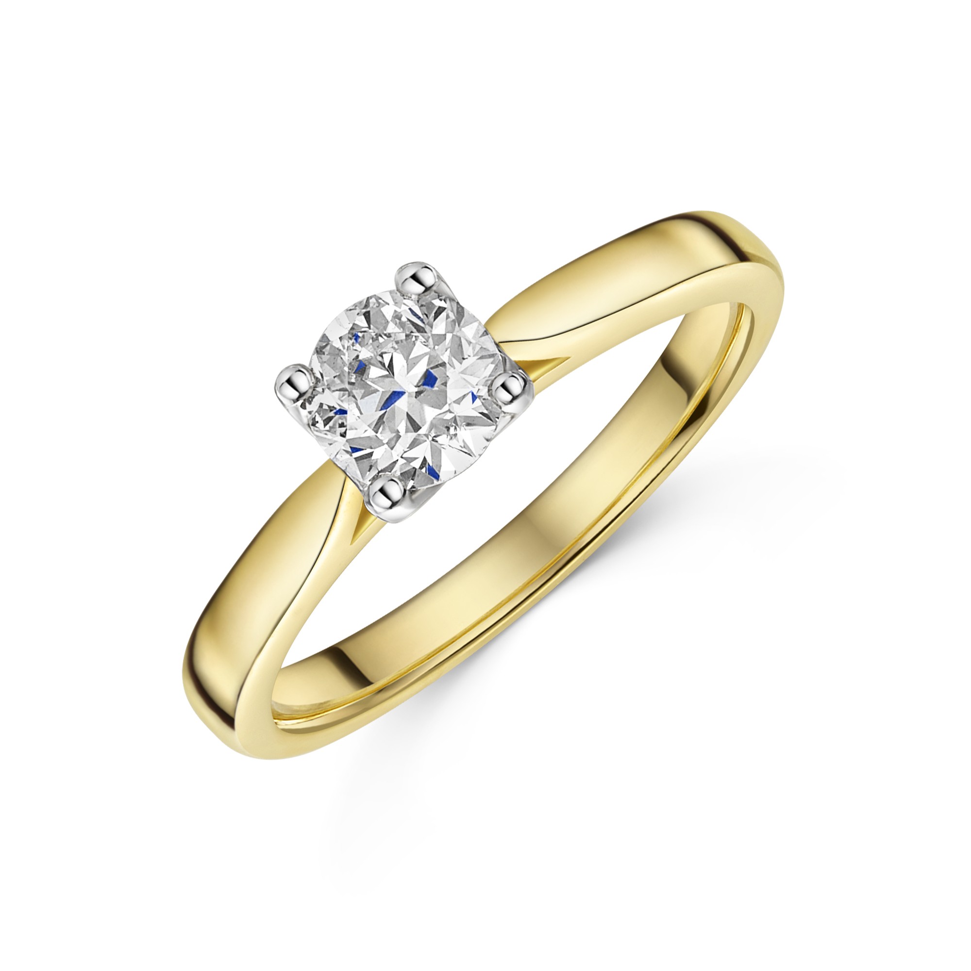 18ct Yellow Gold 0.75ct Round Brilliant U-Shape Diamond Solitaire Ring