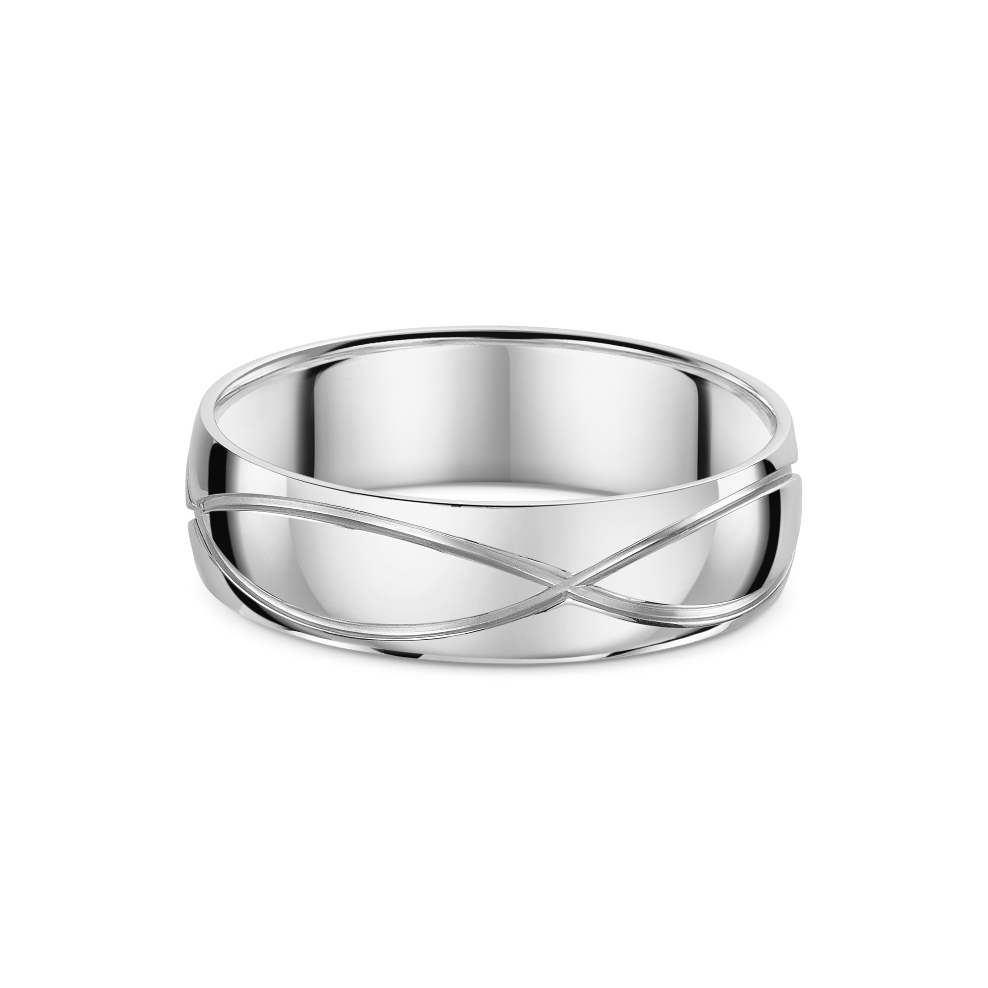 9ct White Gold Infinity Design 6mm Wedding Ring