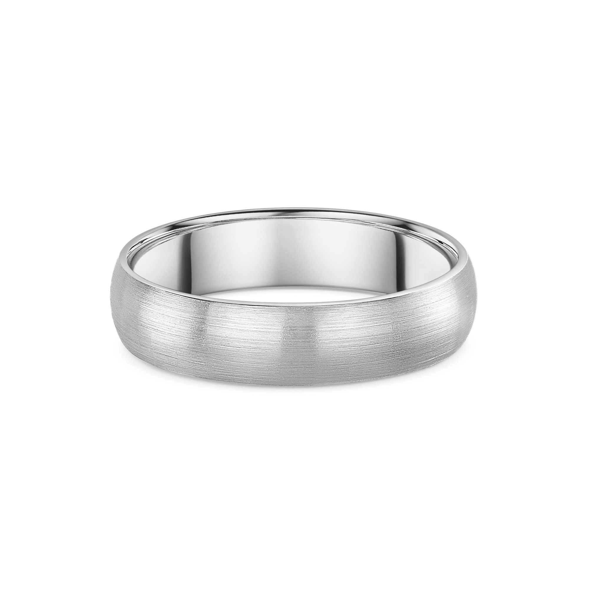 9ct White Gold 5mm Satin Finish Mens Wedding Ring