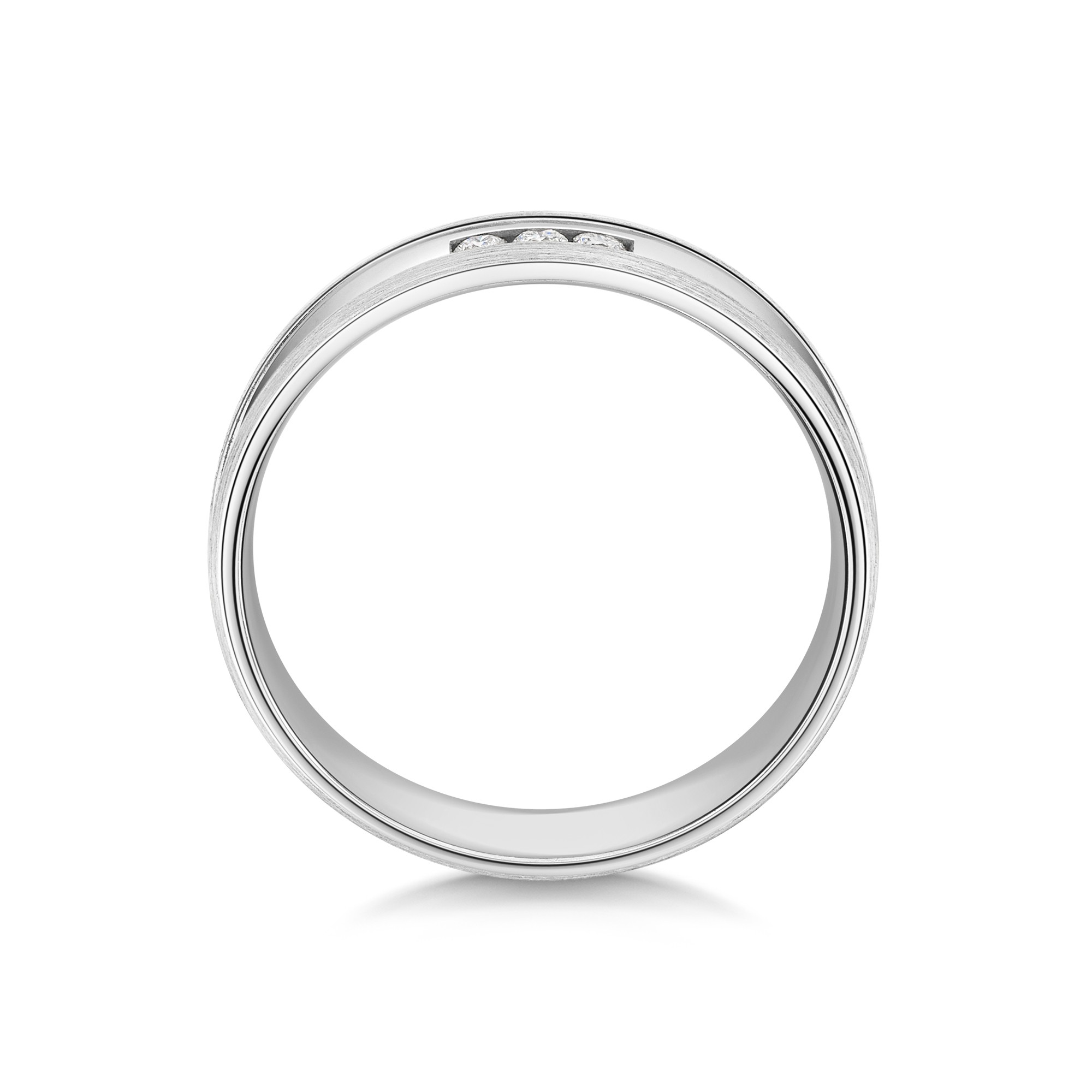 9ct White Gold 0.10ct Diamond Set 5mm 3 Stone Wedding Band