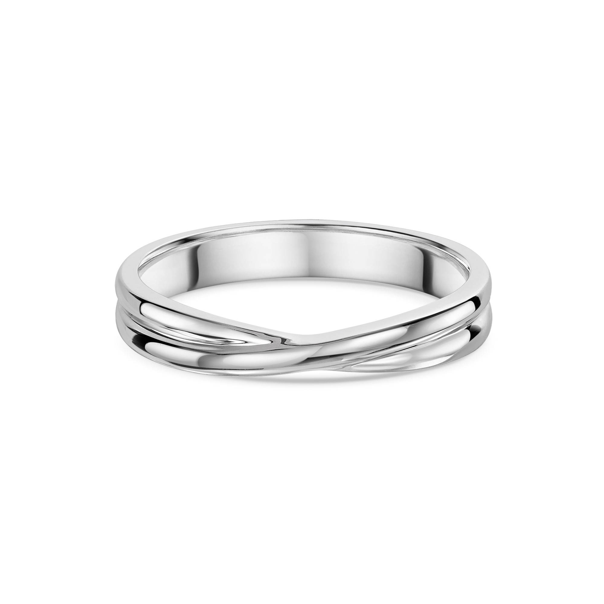 9ct White Gold 3mm Ladies Cross Over Wedding Ring