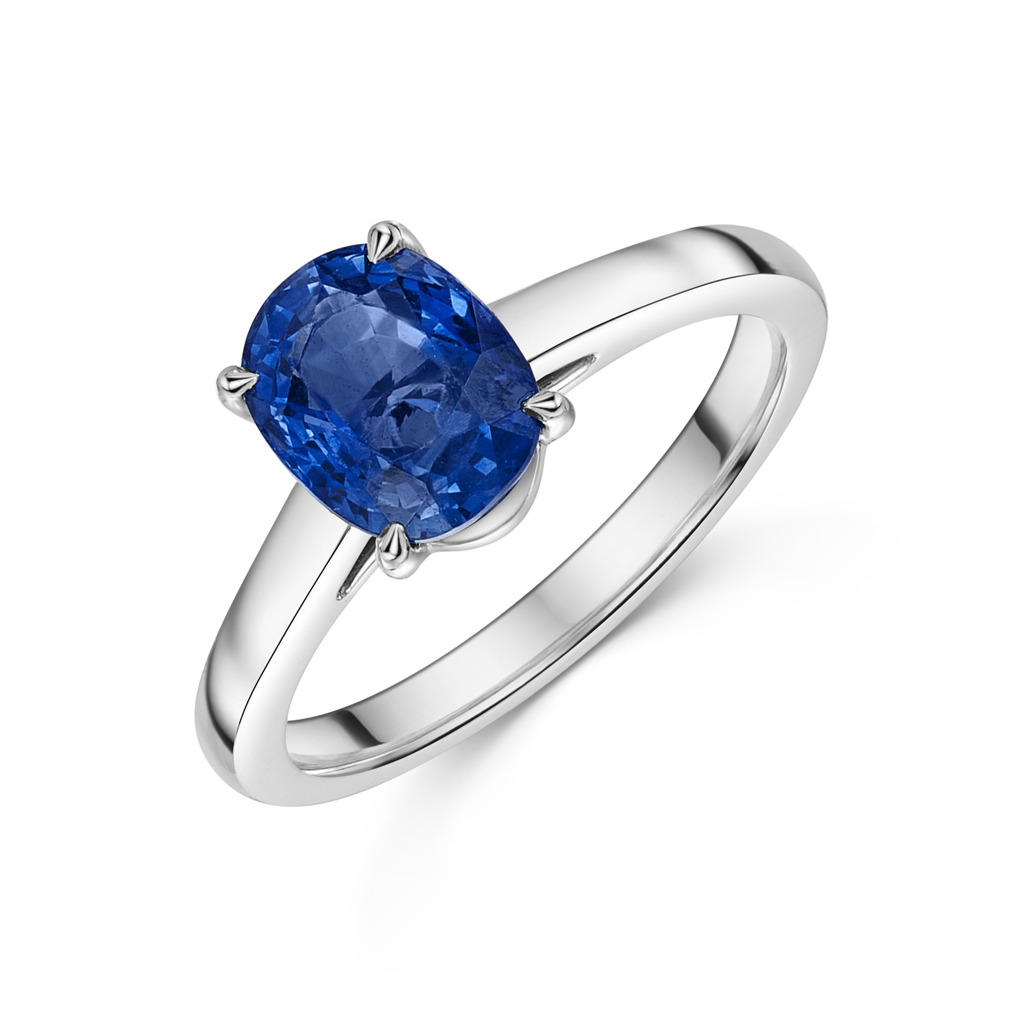 Platinum 2.00ct Oval Cut Sapphire Solitaire Ring
