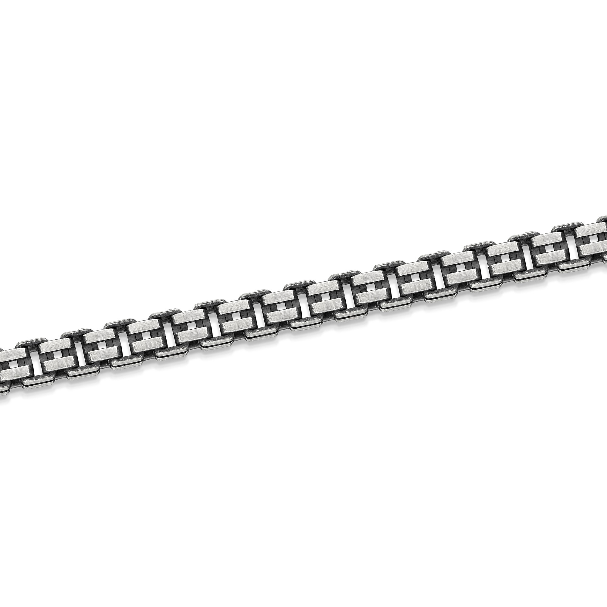Silver Oxidised Box Link Gents Necklet