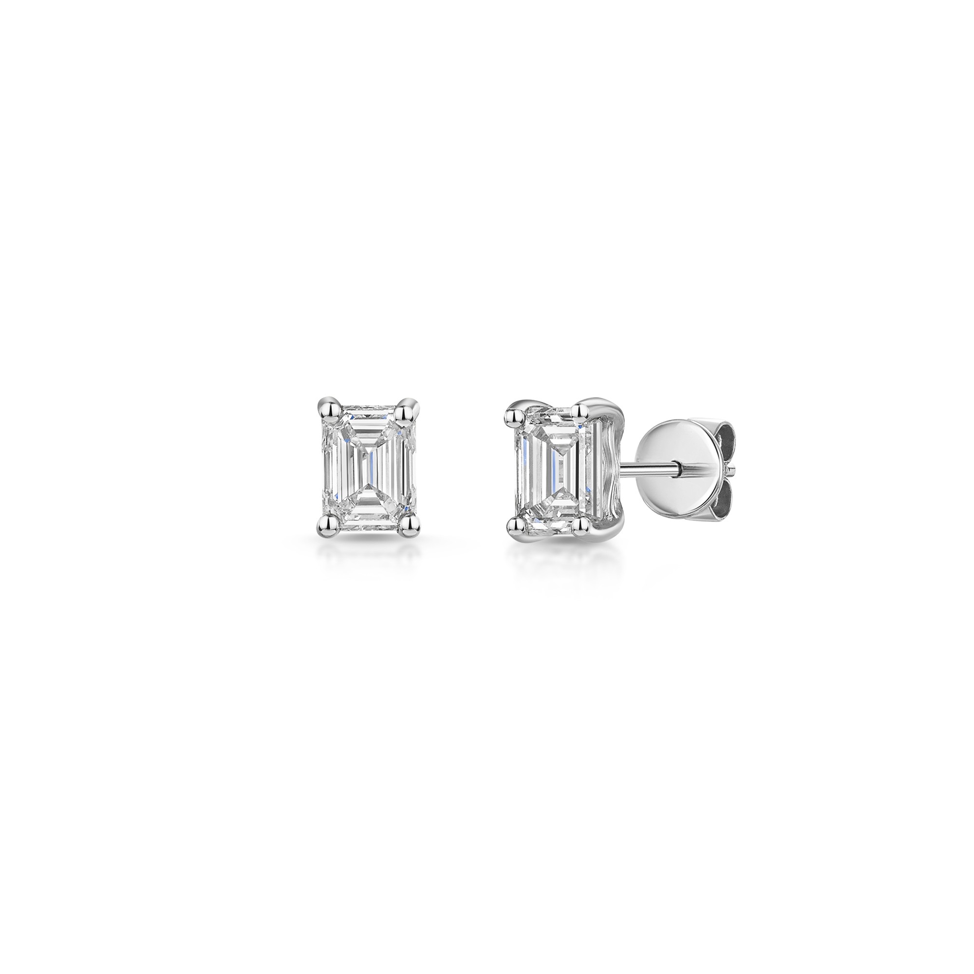 18ct White Gold 1.50ct Emerald Cut Diamond Earrings