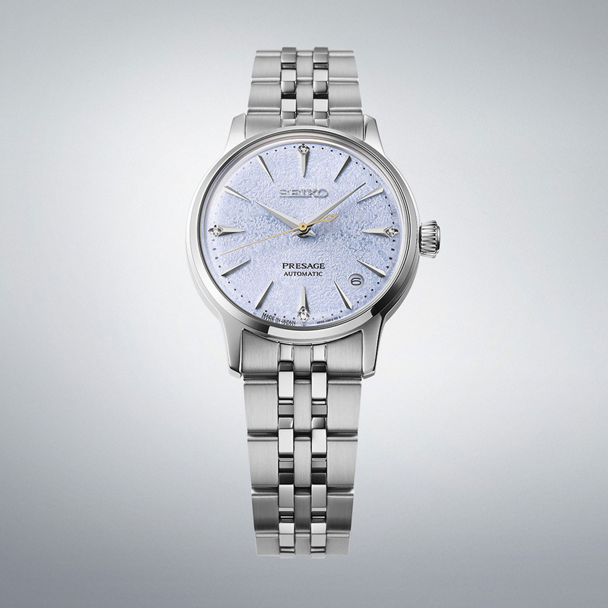 Seiko Presage Frozen Skydiving Diamond Cocktail Time 34mm Automatic Ladies Watch SRPL61J1