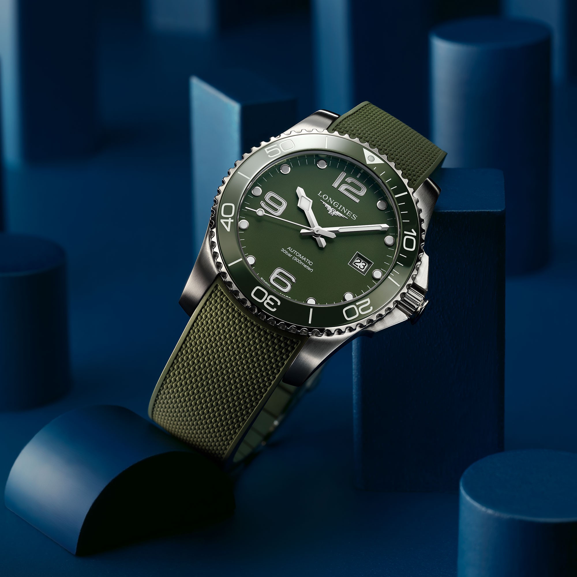 Longines HydroConquest Green Dial Rubber Strap L37824069