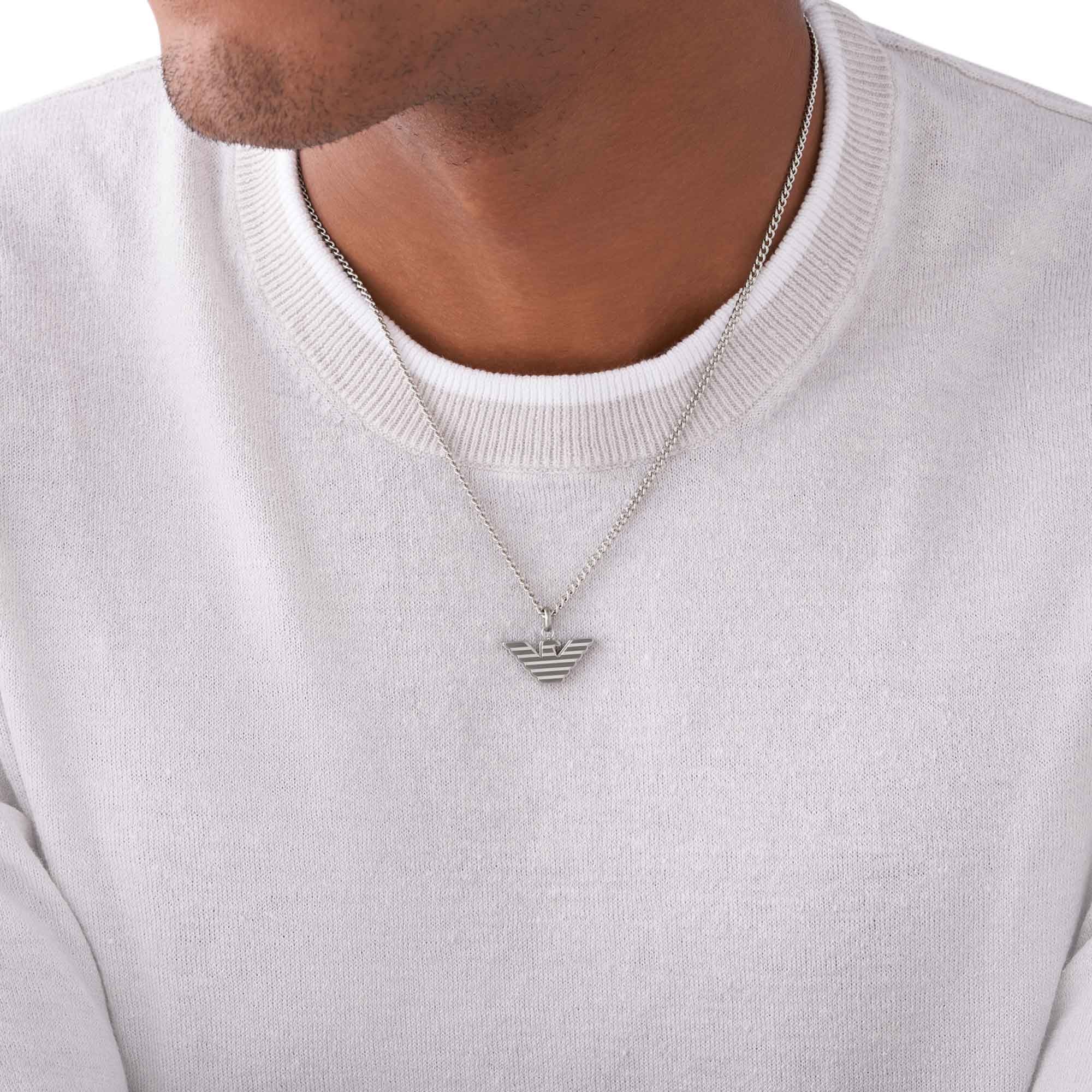 Emporio Armani Stainless Steel Logo Mens Necklace EGS2916040