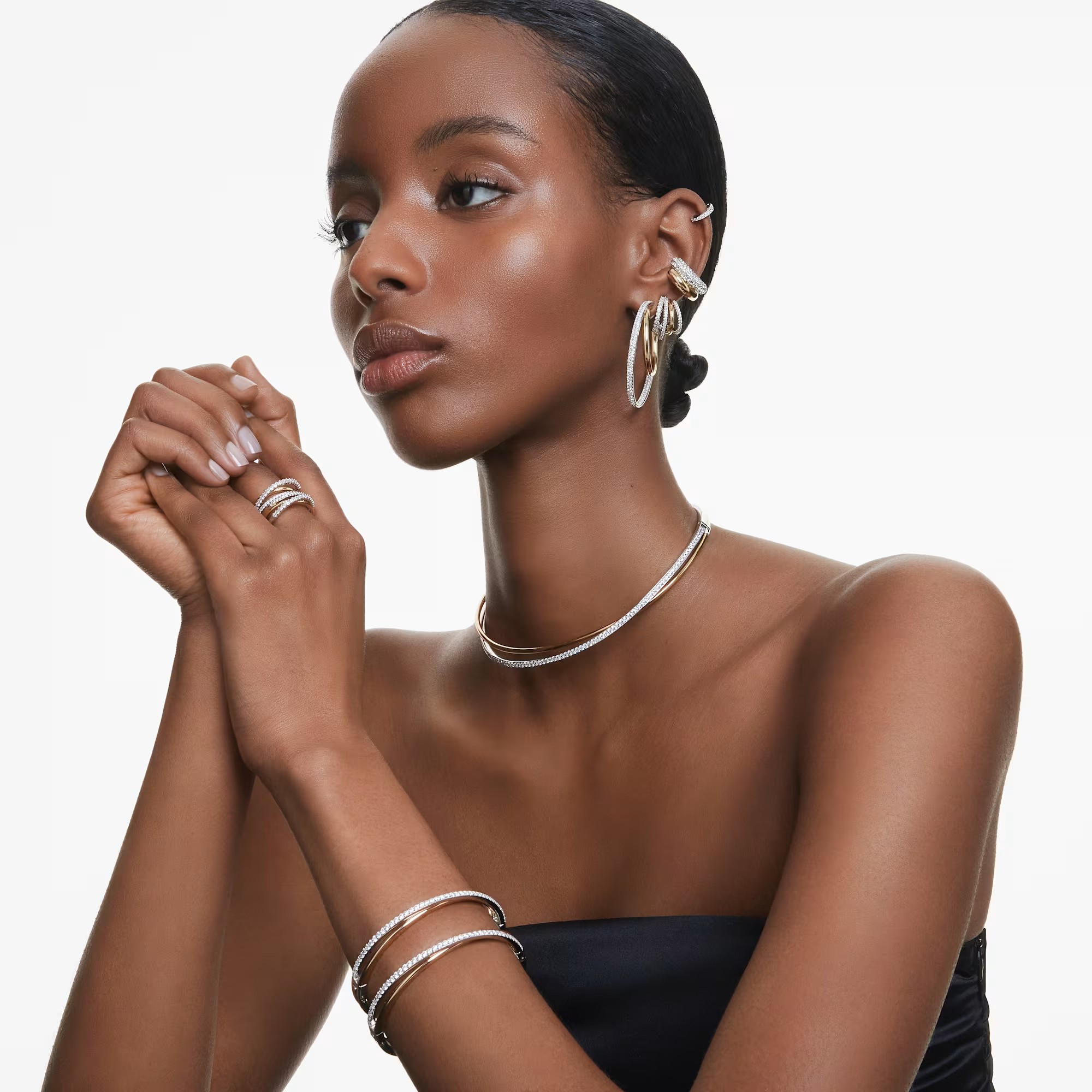 Swarovski Rhodium Plated Hoop Earrings 5690670