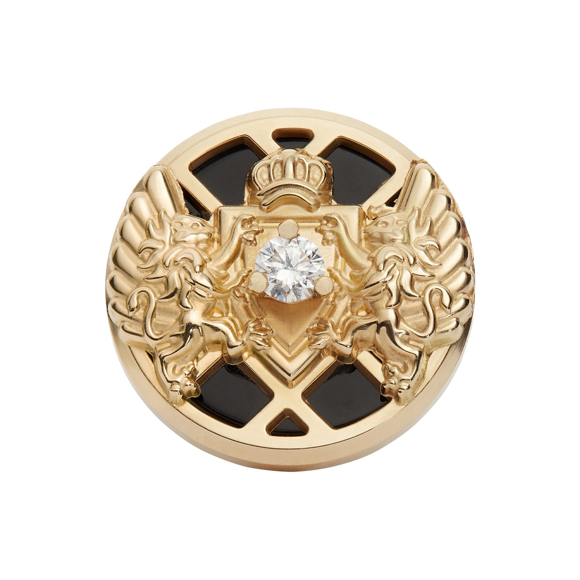 Balmain Emblem Diamond and Onyx Single Stud Earring ABAJ01ER0001