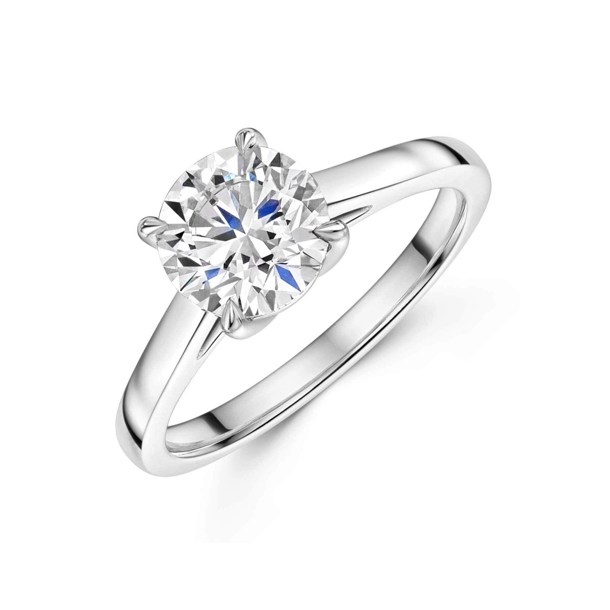Platinum Lab Grown 1.50ct Round Brilliant Diamond Solitaire Ring