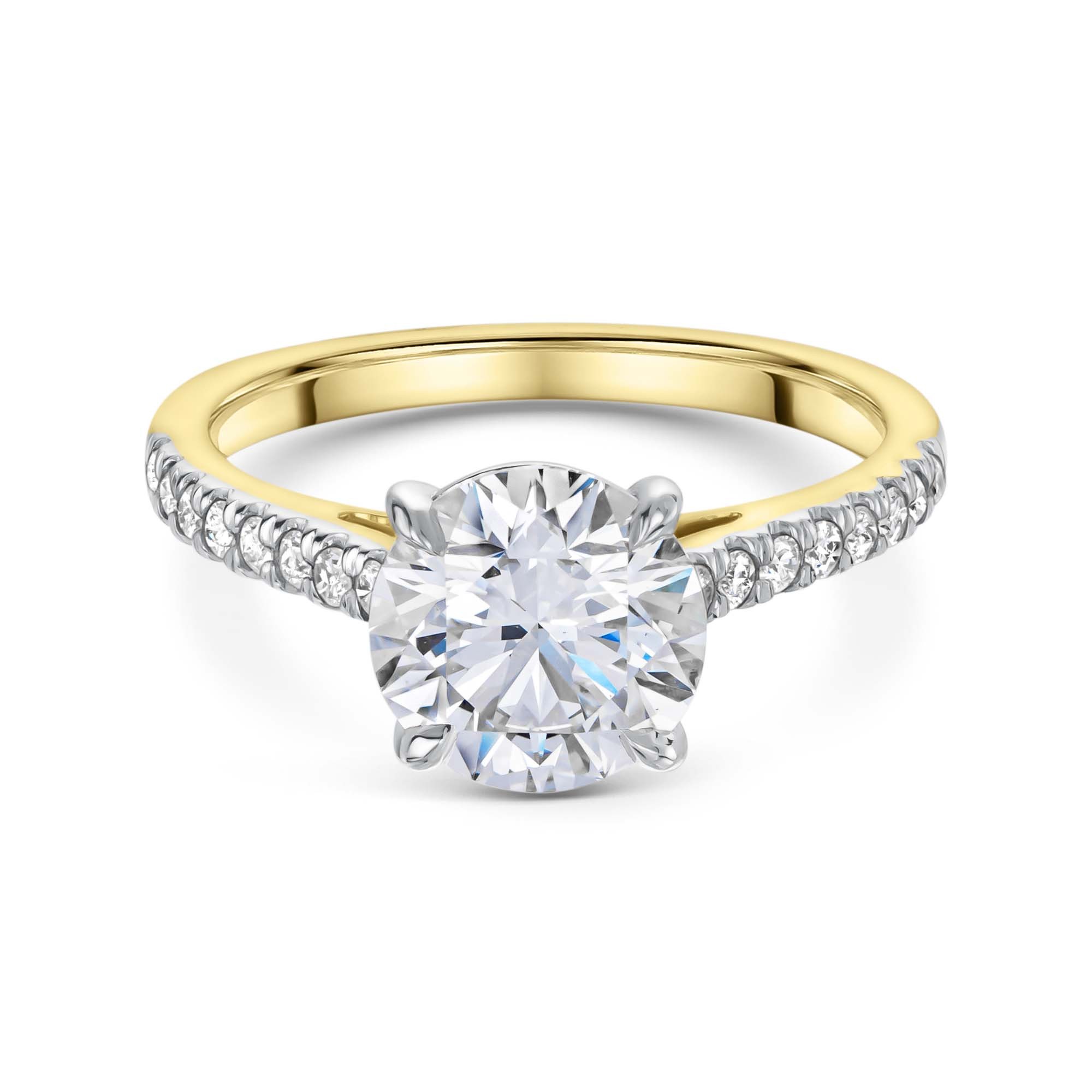 18ct Yellow Gold Lab Grown 2.75ct Round Brilliant Diamond Shoulders Ring