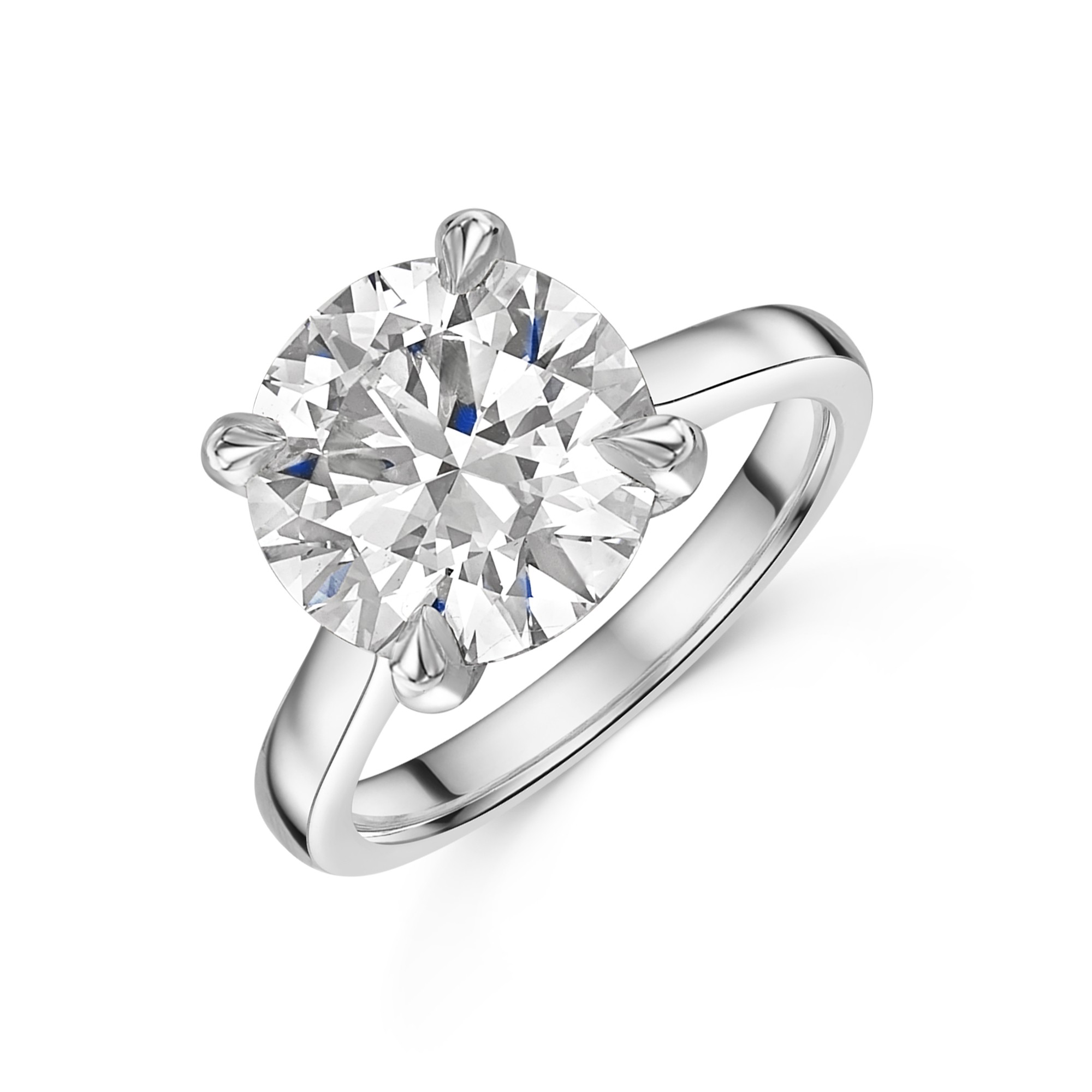 Platinum Lab Grown 5ct Round Brilliant Diamond Solitaire Ring