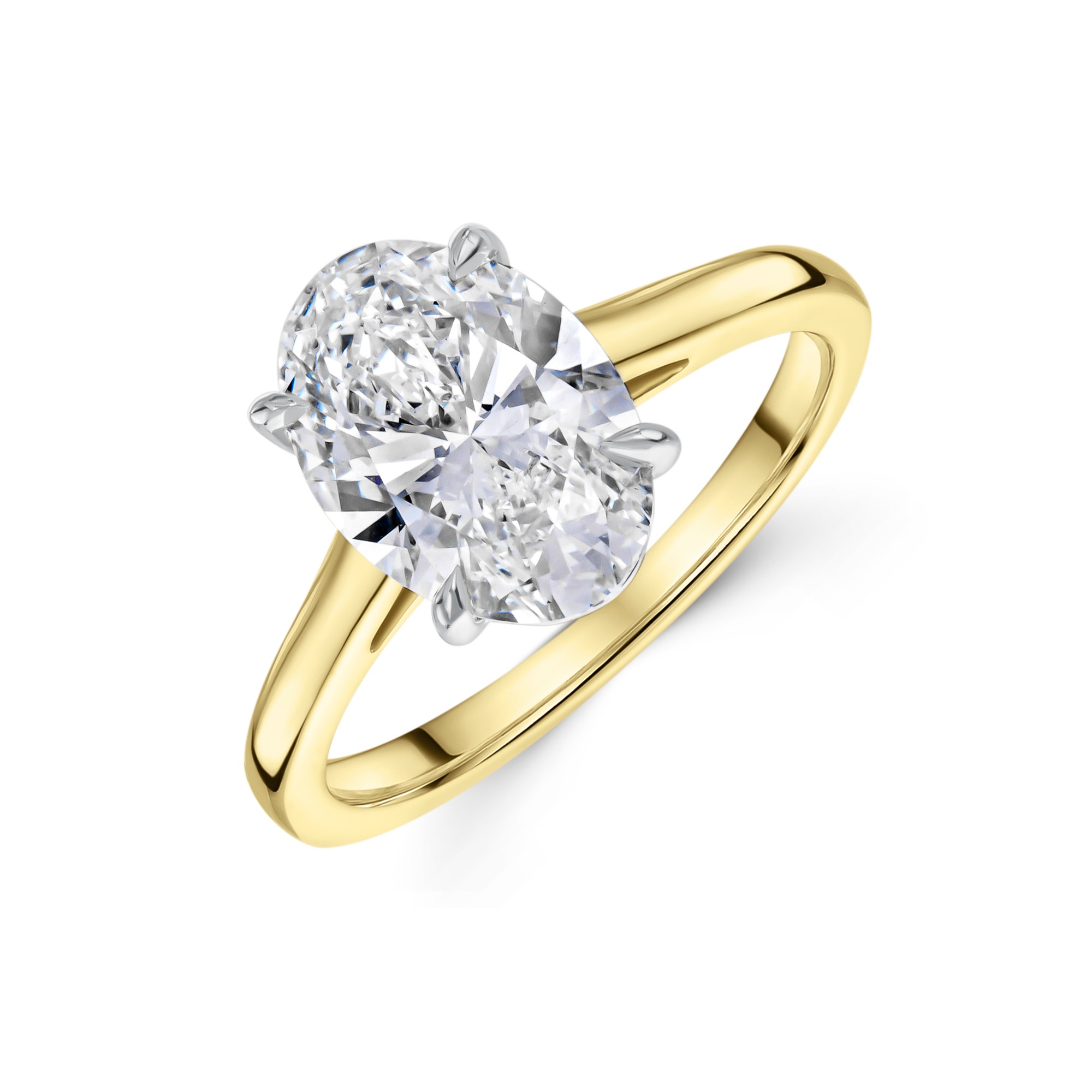 18ct Yellow Gold Lab Grown 3.00ct Oval Cut Diamond Solitaire Ring