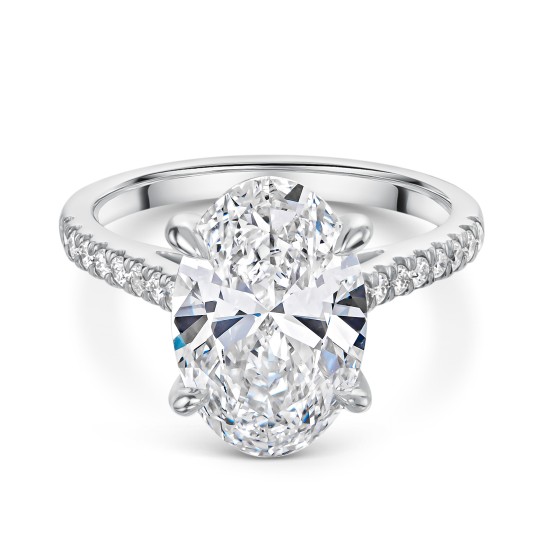 Platinum Lab Grown 5.25ct Oval Diamond Solitaire Ring