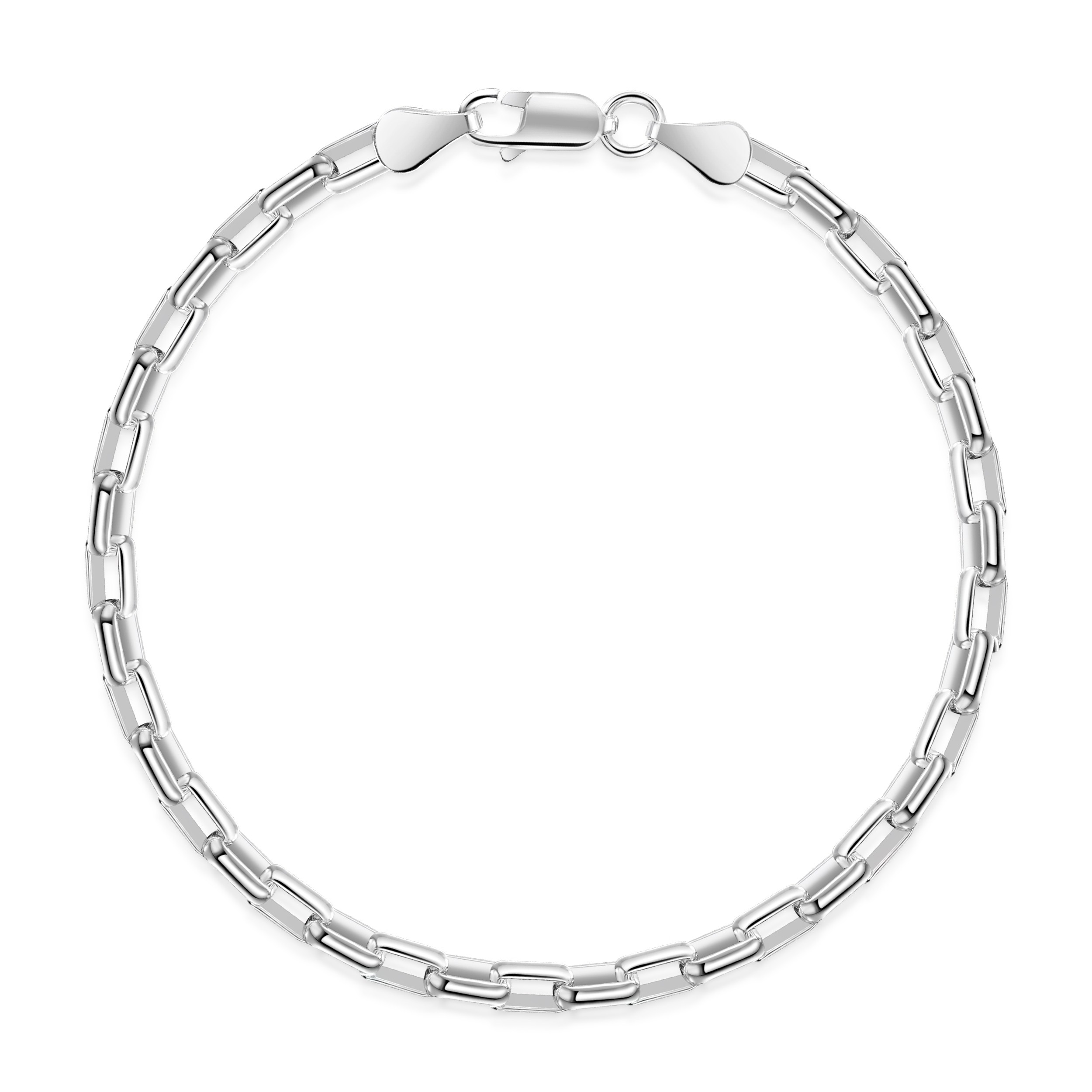 Silver 4mm Rectangle Belcher Chain Bracelet