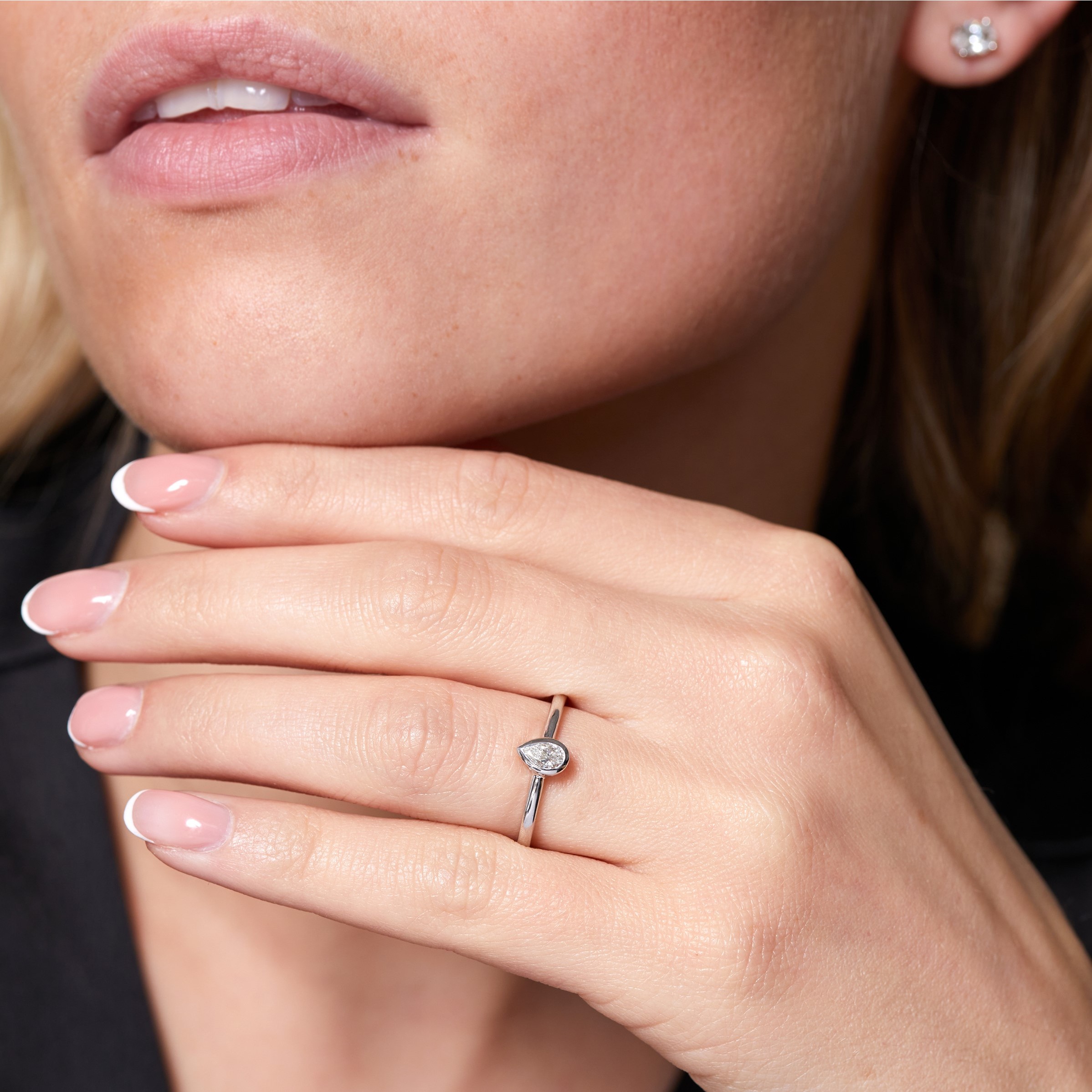 9ct White Gold Pear Cut 0.25ct Diamond Solitaire Ring