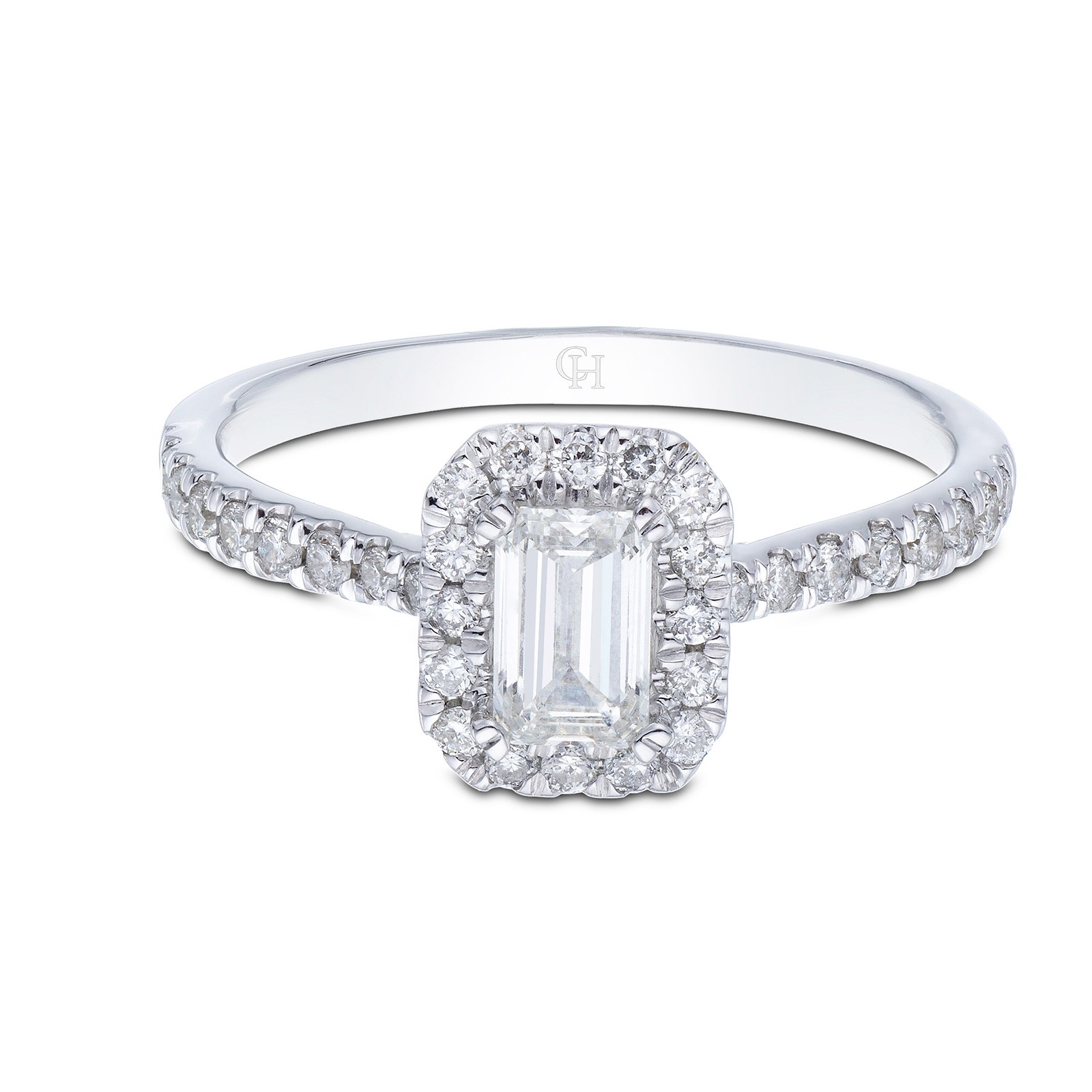 9ct White Gold 0.66ct Emerald Cut Diamond Solitaire Ring