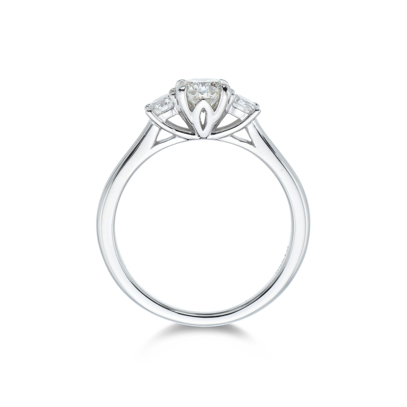 Moments Platinum 'Lotus' Brilliant Cut 1.00ct Diamond Three Stone Ring