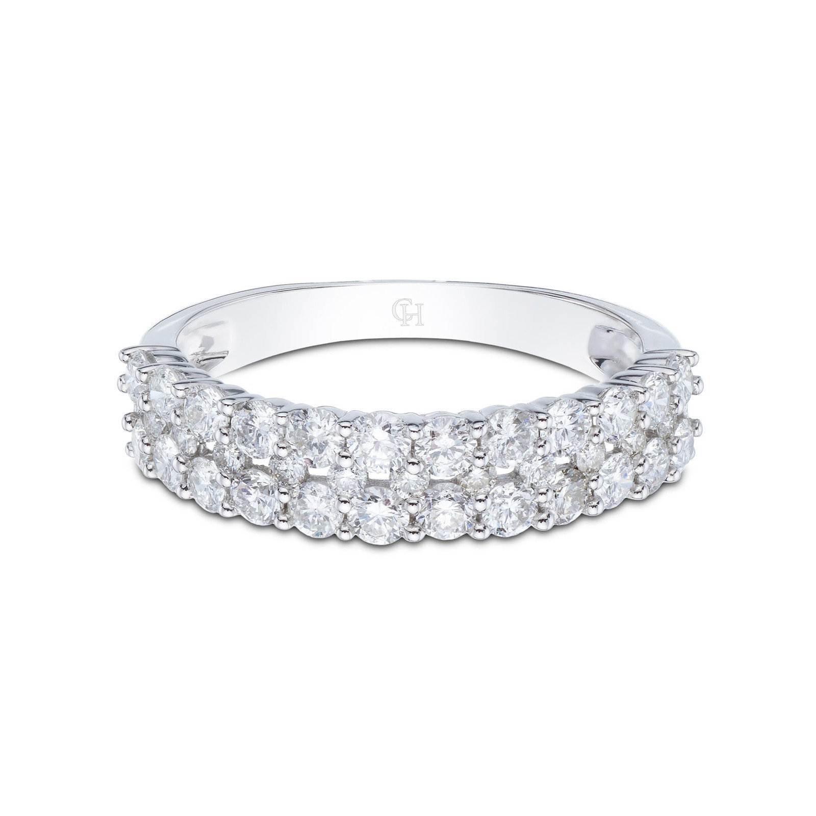 9ct White Gold Brilliant Cut 1.00ct Diamond Double Row Eternity Ring