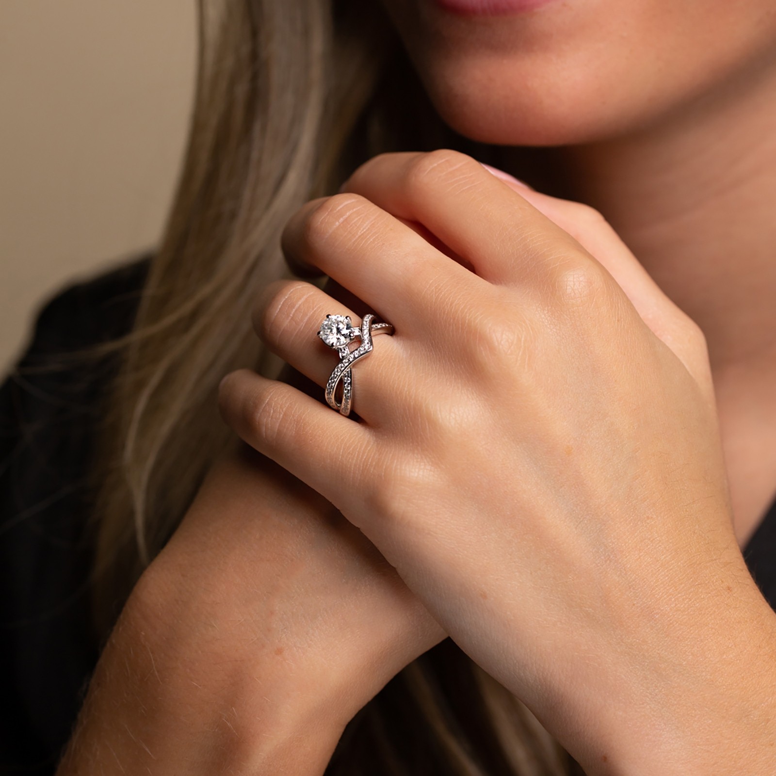 Platinum 2.50ct Fancy Cross Over Solitaire Ring