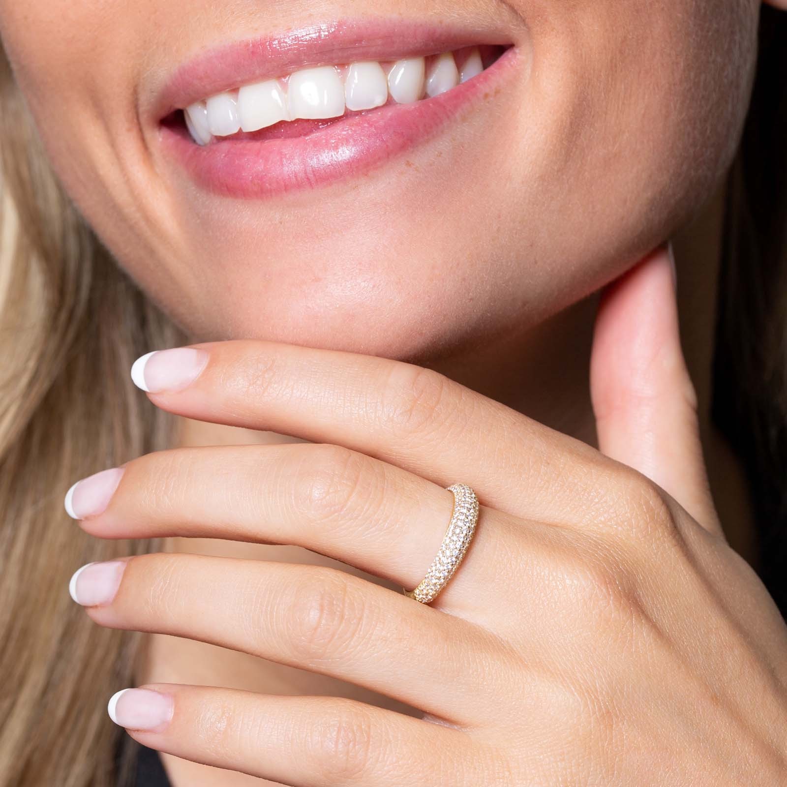 9ct Yellow Gold Cubic Zirconia Pave Ring