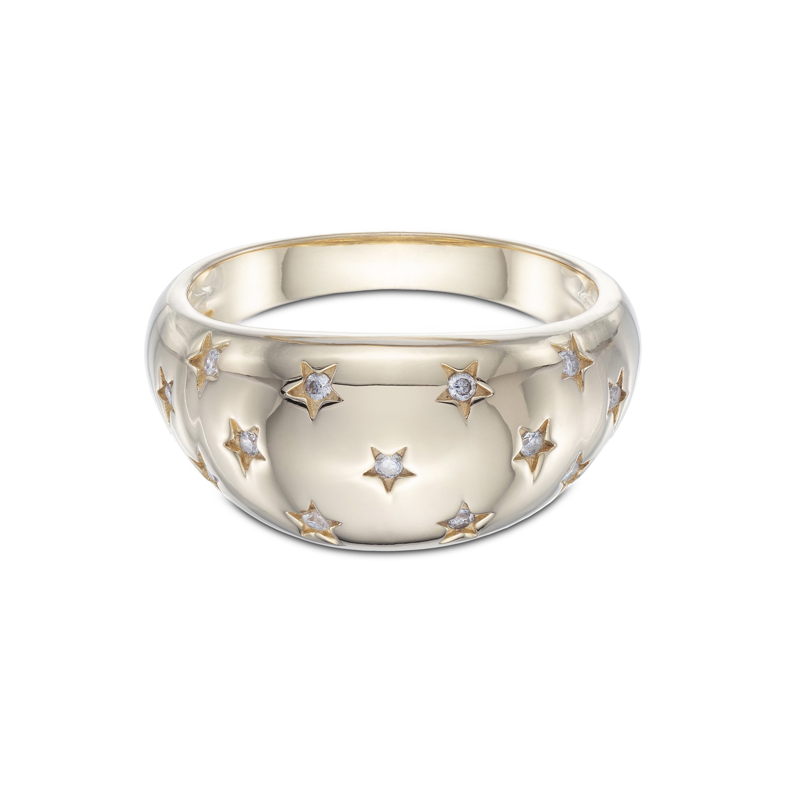 Yellow Gold Plated Cubic Zirconia Domed Star Ring