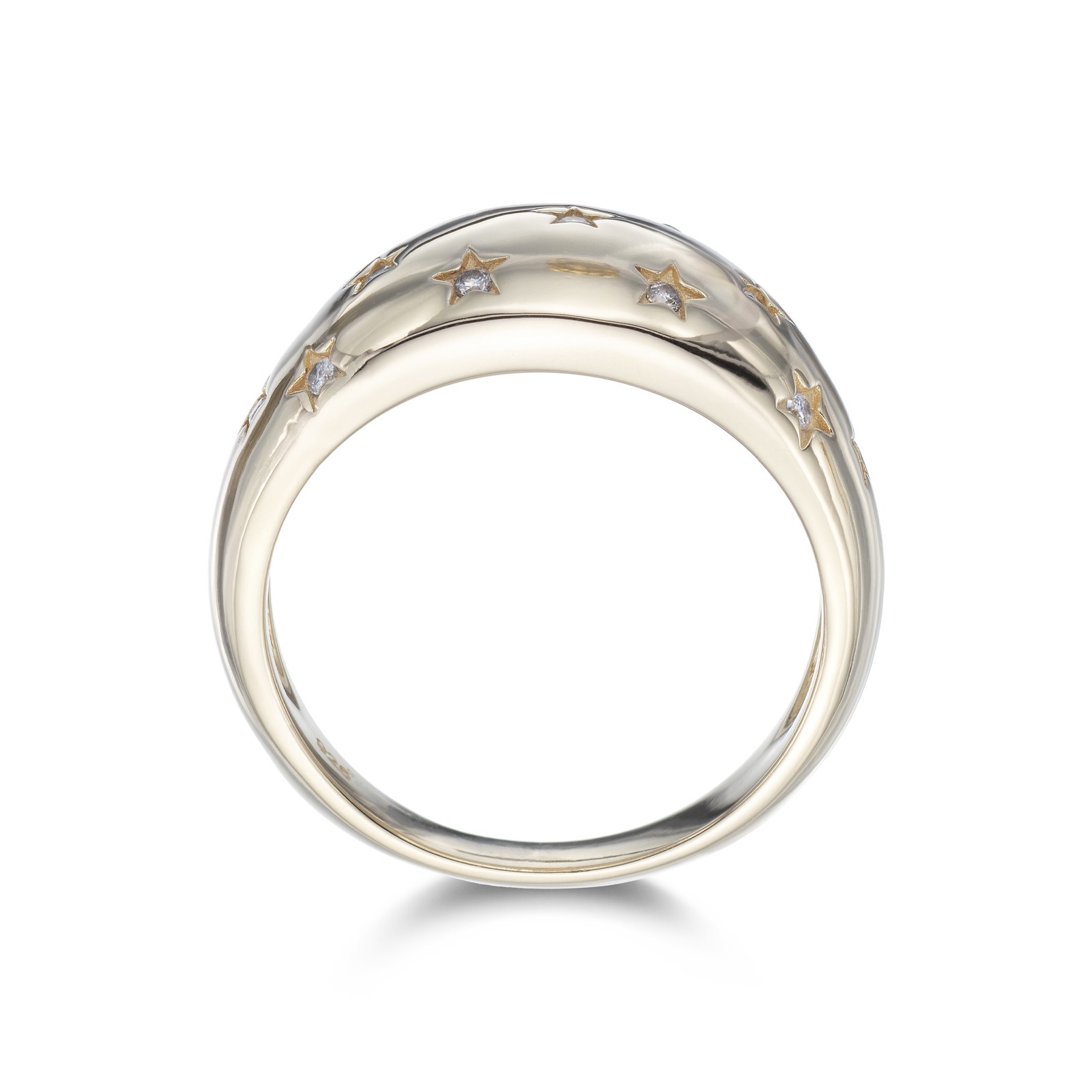 Yellow Gold Plated Cubic Zirconia Domed Star Ring