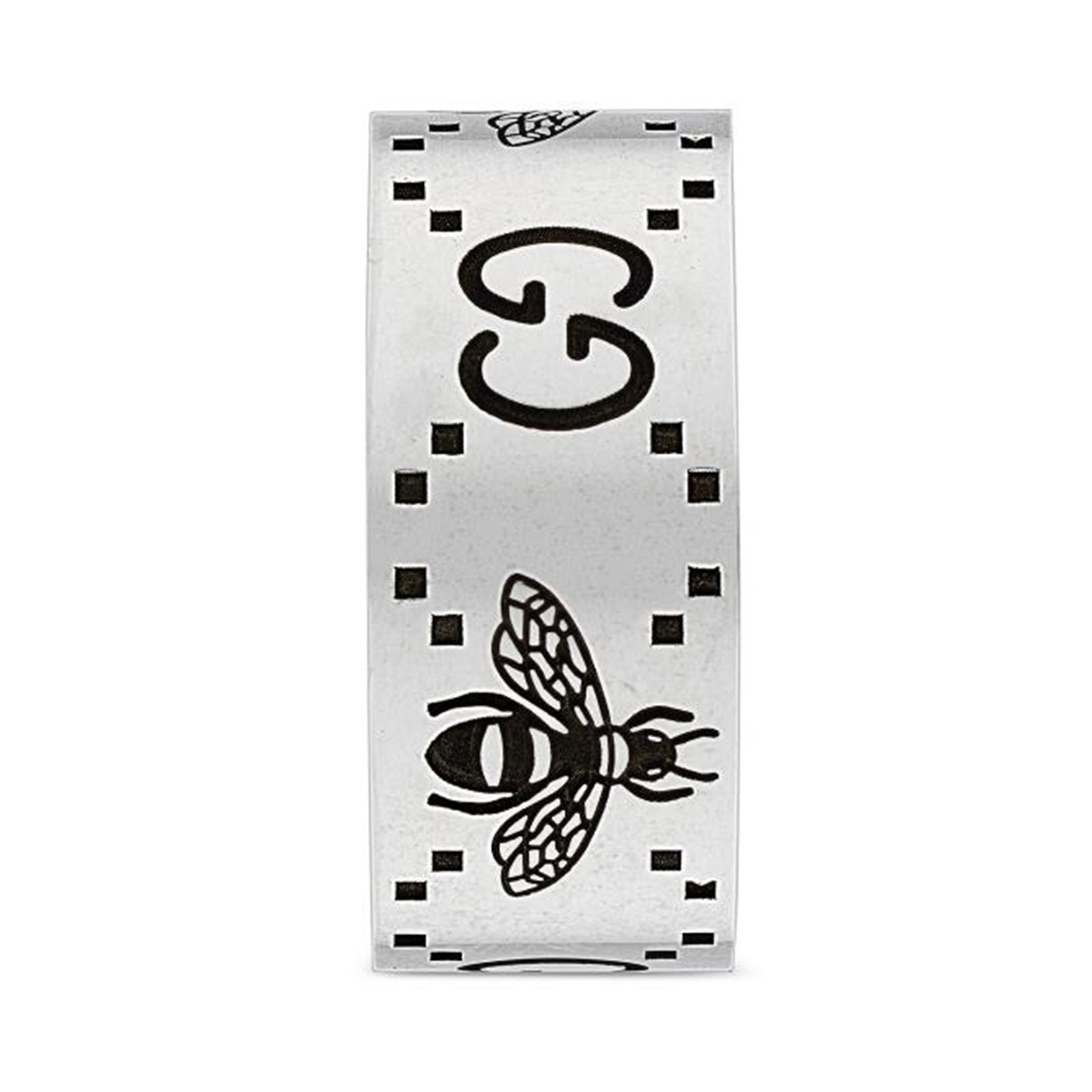 Gucci Signature Sterling Silver Bee Motif 9mm Ring YBC728304002