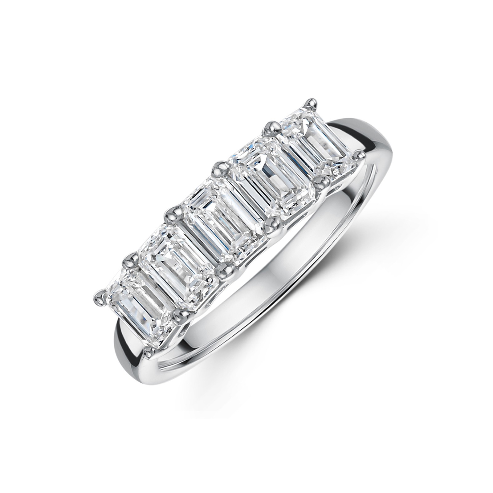 Platinum Lab Grown 1.50ct Emerald Claw Set Diamond Eternity Ring