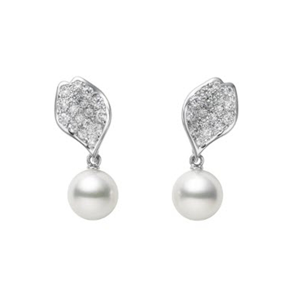Mikimoto 18ct White Gold Les Petales 0.36ct Diamond Earrings PE1796DW