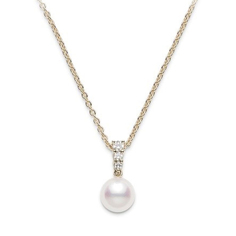 Mikimoto Morning Dew 18ct Yellow Gold 8mm Pearl and 0.13ct Diamond ...