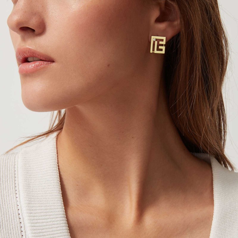 Balmain 18ct Yellow Gold Labyrinth Diamond PB Single Stud Earring ...
