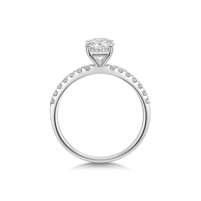 9ct White Gold Oval Cut 1.00ct Lab Grown Diamond 4 Claw Ring with ...