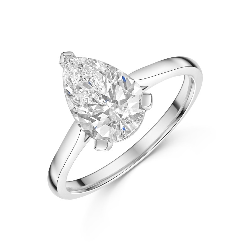 Platinum Pear Cut 2.00ct Lab Grown Diamond Solitaire Ring
