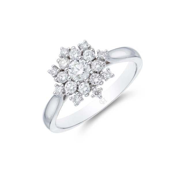 18ct White Gold 0.50ct Snowflake Cluster Diamond Pendant