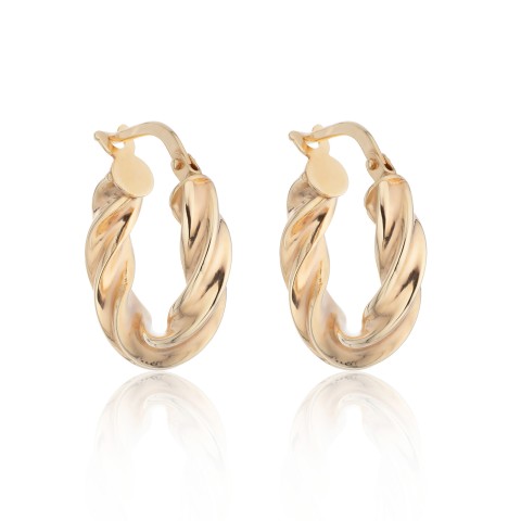 9ct Yellow Gold Twist Hoop Earrings